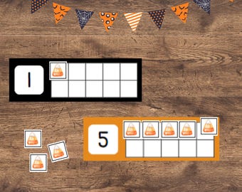 Halloween Ten Frame Counting Mats: Candy Corn Math Activity (PDF ...