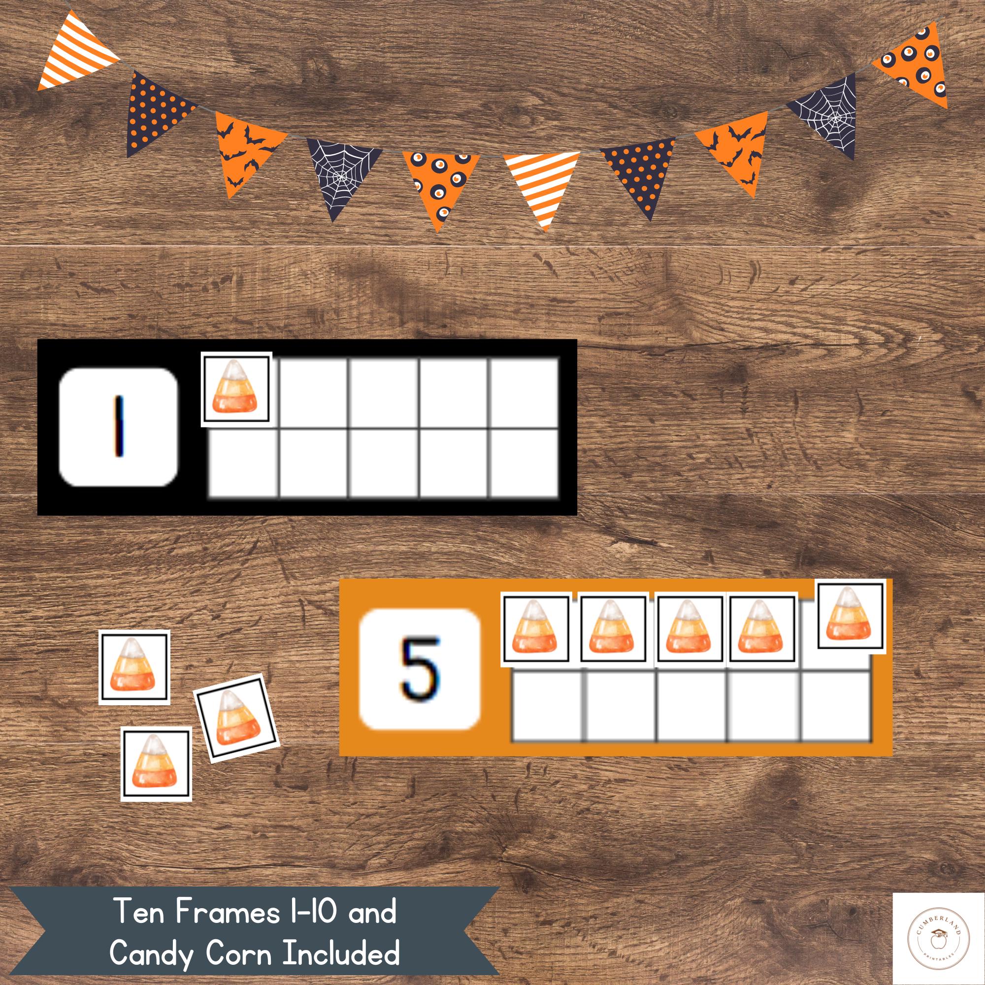 Halloween Ten Frame Counting Mats: Candy Corn Math Activity (PDF ...