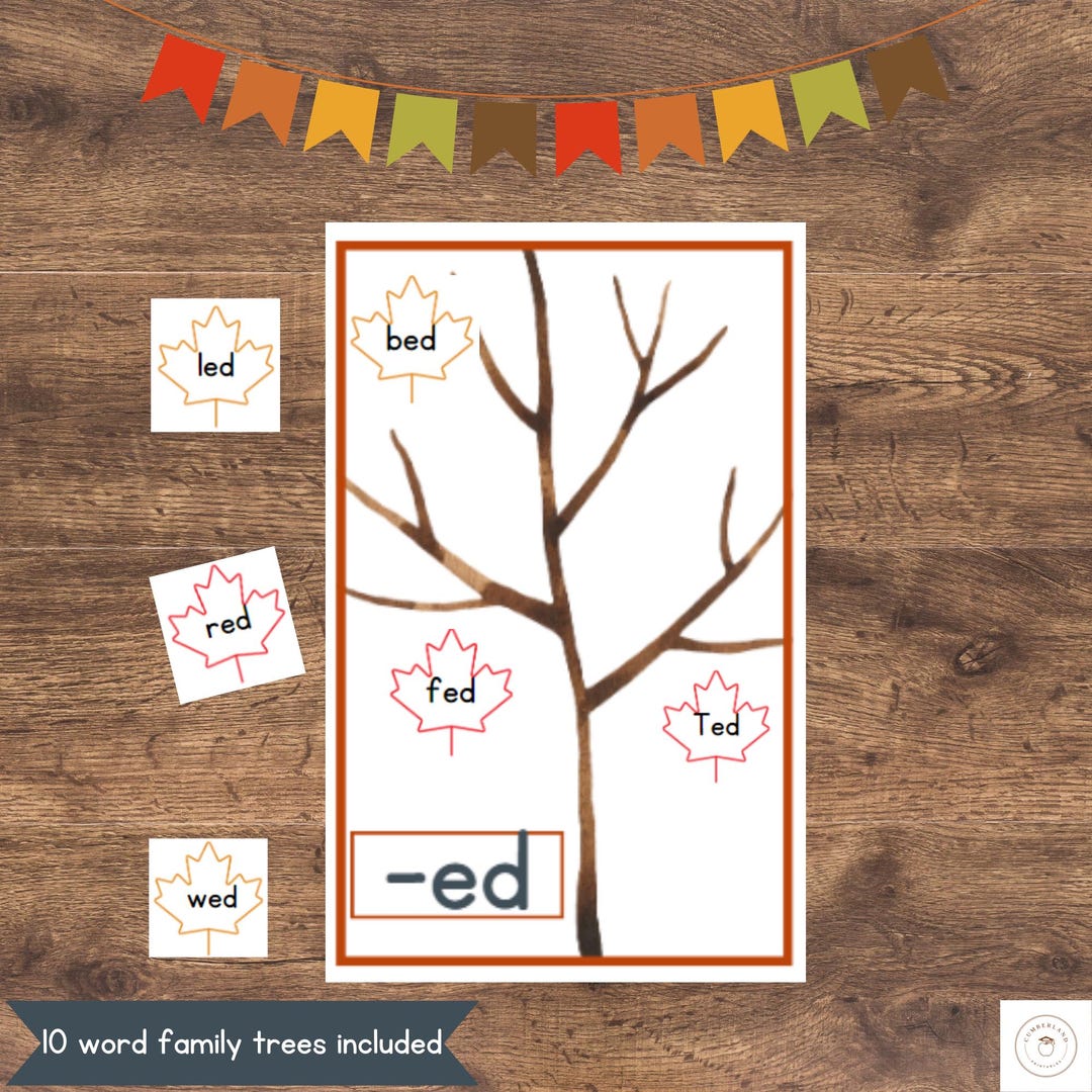 Autumn Tree Word Families Phonics, CVC Words, Learn to Read - Etsy