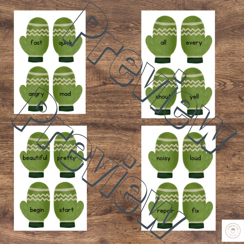 Winter Mitten Synonyms & Antonyms Match Game: Vocabulary Building (PDF ...