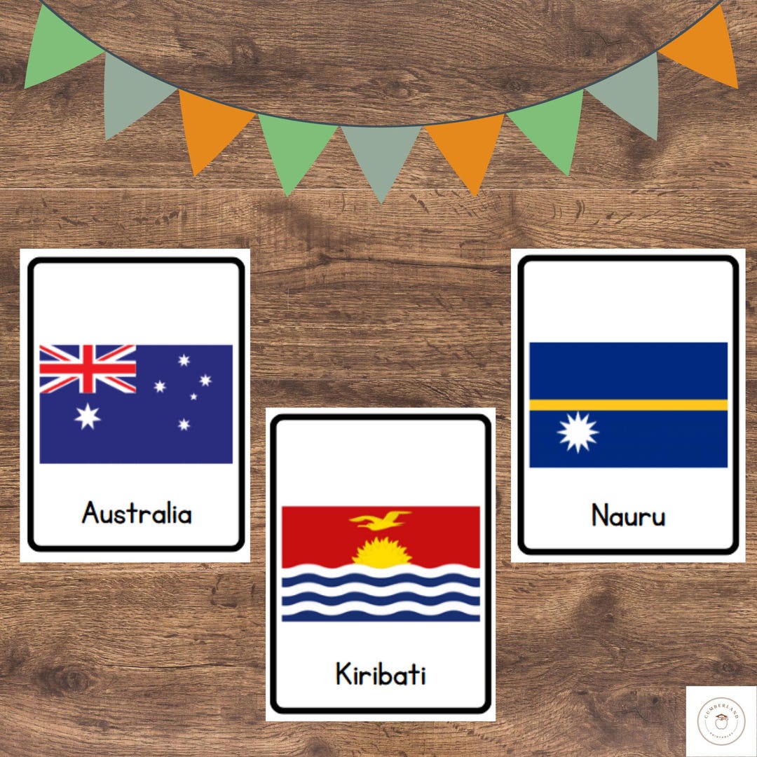 Flags of Oceania Flashcards | Geography Learning Card | Countries ...