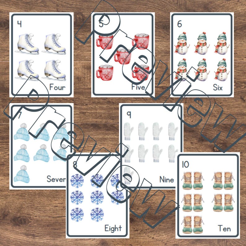 Winter Number Flashcards 1-10 | Learn to Count | Winter Math | Number ...