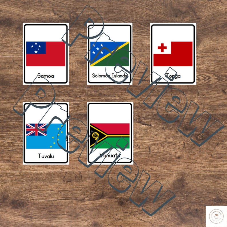 Flags of Oceania Flashcards | Geography Learning Card | Countries ...