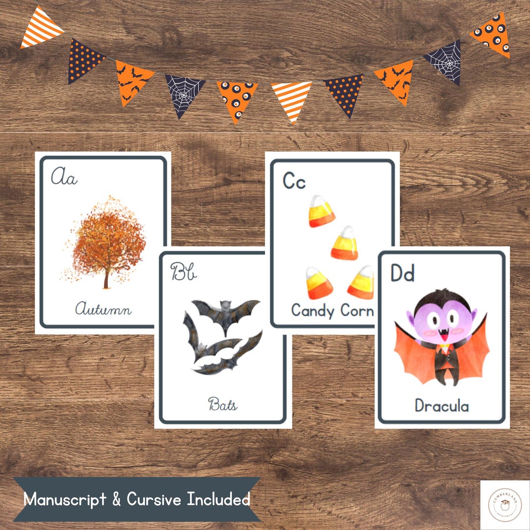 Halloween Alphabet Flashcards Halloween A to Z, Halloween Vocabulary ...