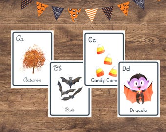 Halloween Alphabet Flashcards: ABC Printable for Preschool (PDF ...