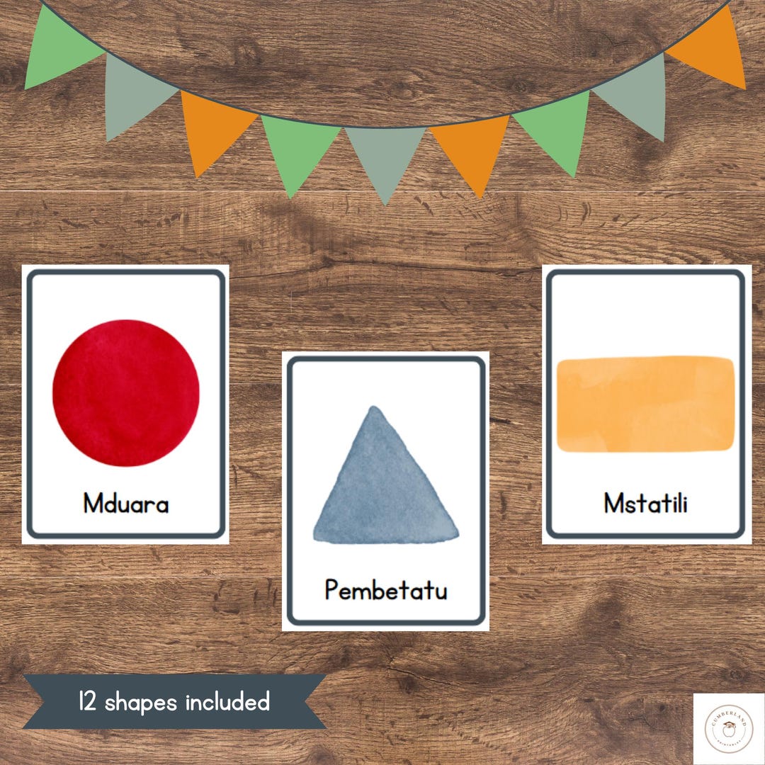 Swahili 2D Shape Flashcards | Printable Swahili Flashcards for Kids ...