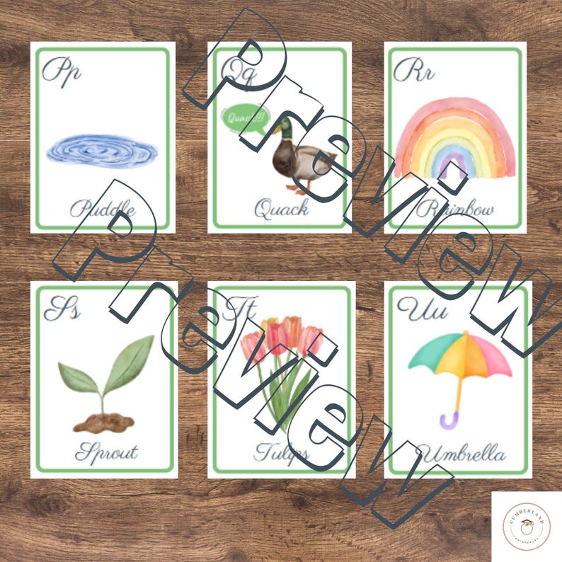Spring Cursive Alphabet Flashcards: ABC Phonics (digital Download) - Etsy