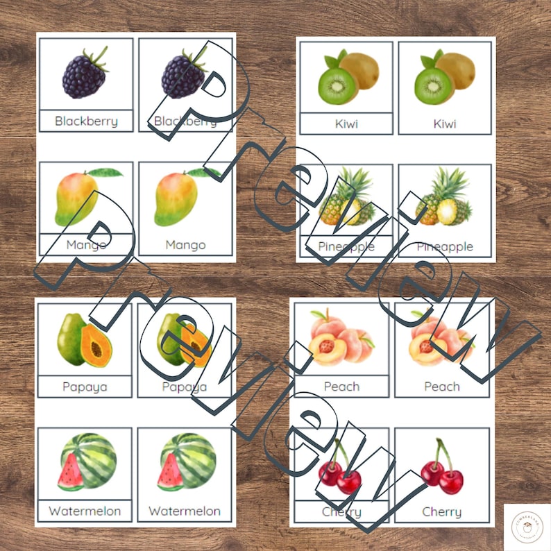 Montessori Fruits 3-part Cards: Vocabulary & Nutrition (PDF Download ...