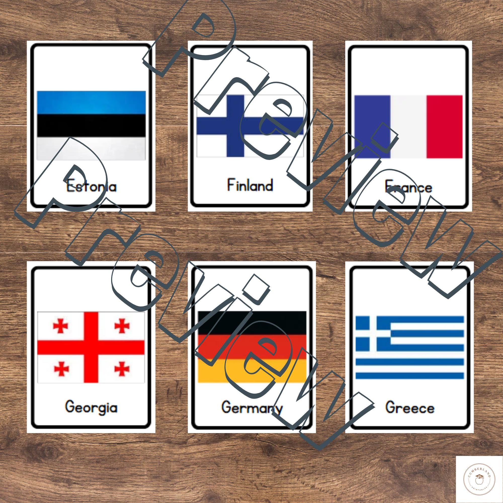 Flags of Europe Flashcards: Geography Learning Resource (PDF) - Etsy
