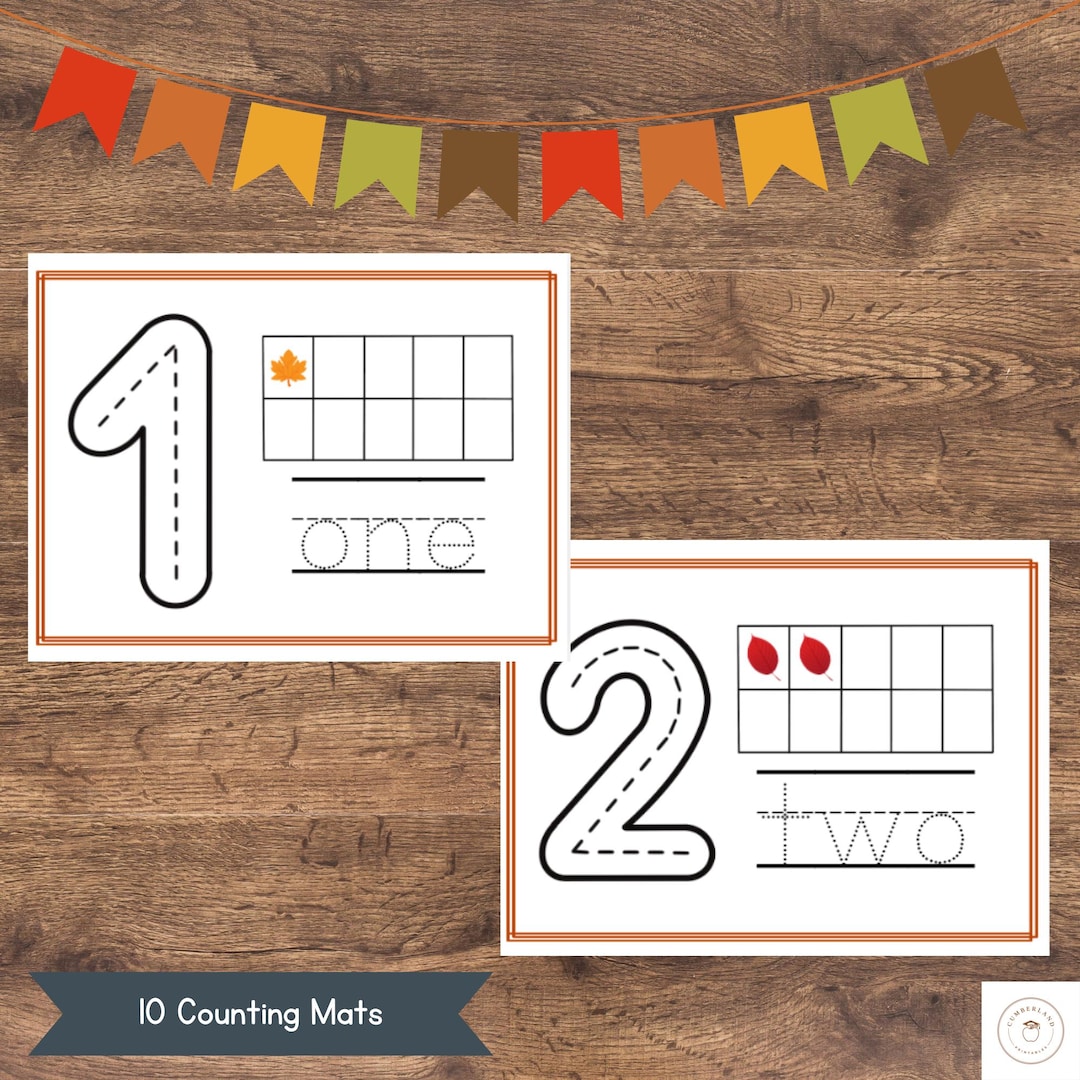 Autumn Counting Mats: Number Tracing & Ten Frames (PDF Download) - Etsy