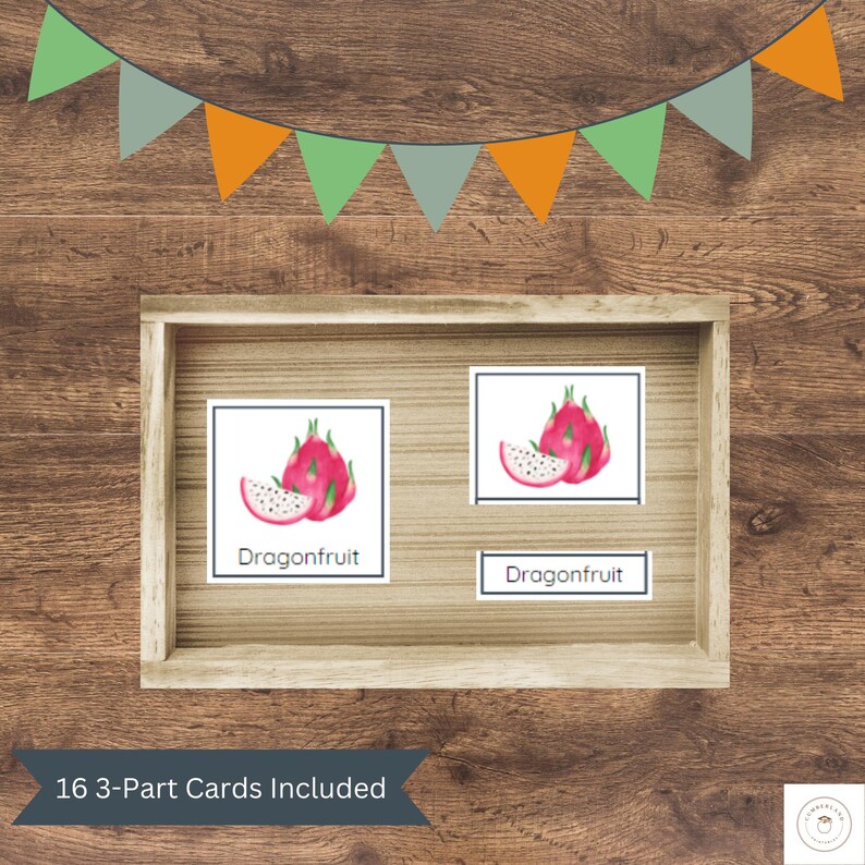 Montessori Fruits 3-part Cards | Nomenclature Cards | Fruit Vocabulary ...