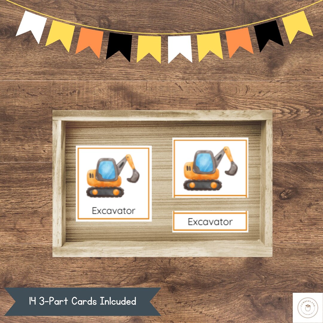 Construction Site Montessori 3-part Cards | Vehicles & Tools Vocabulary ...
