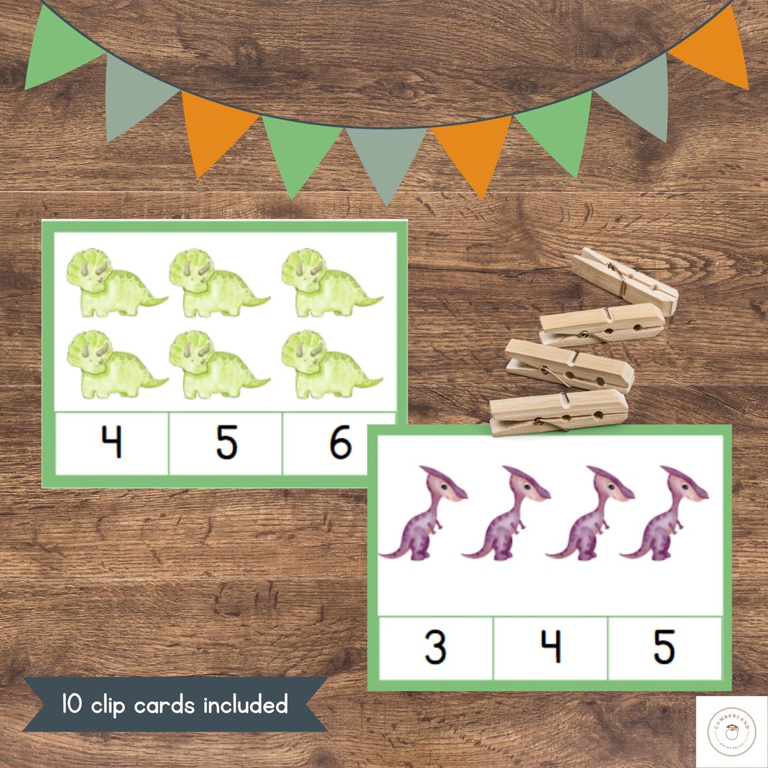 Dinosaur Count and Clip Practice Counting, Count to 10, Clip Cards ...