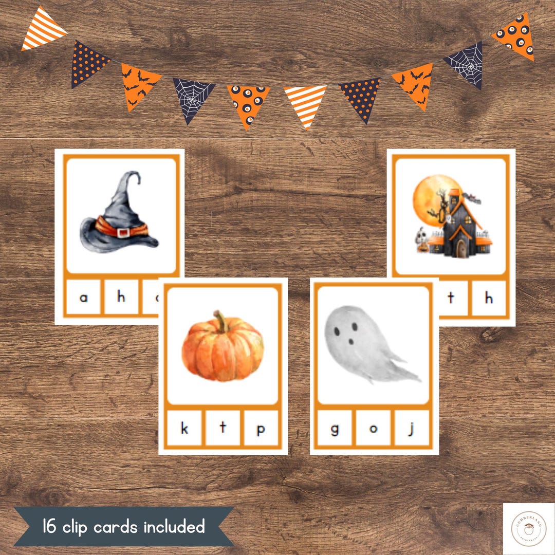 Halloween Beginning Sound Clip Cards Phonics, Letter Sounds, Initial ...