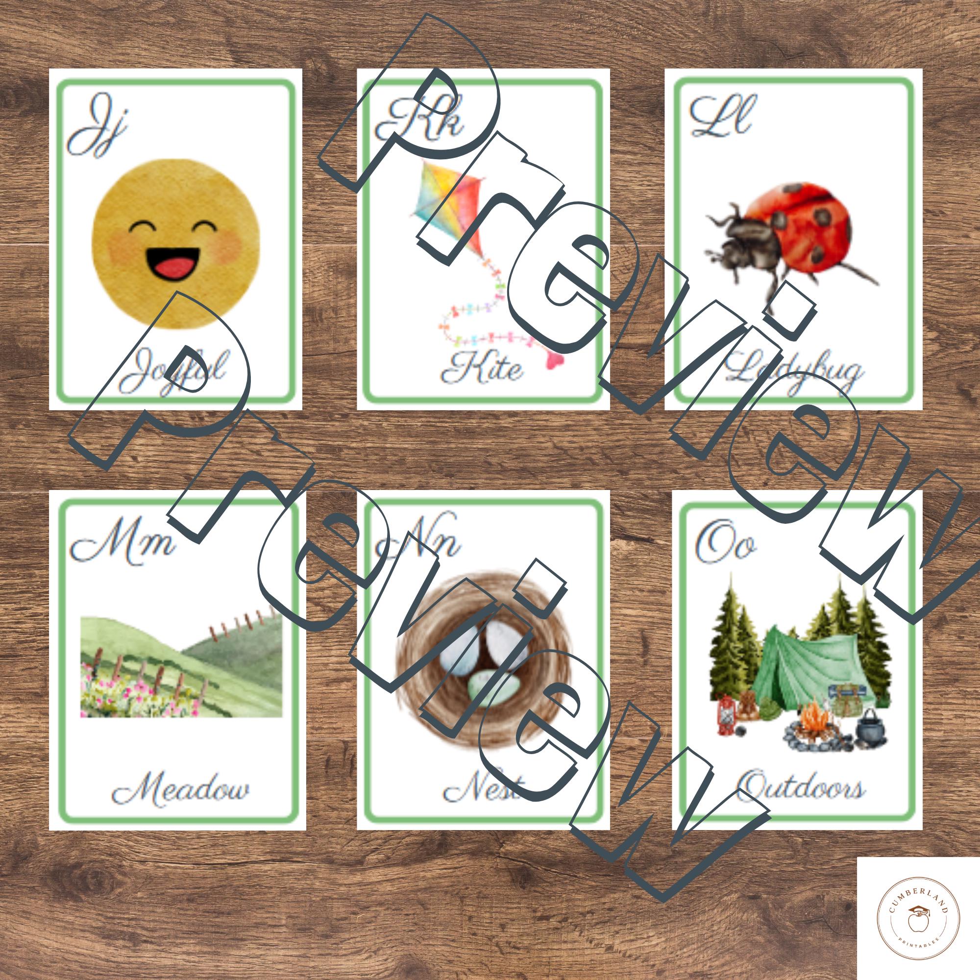 Spring Cursive Alphabet Flashcards: ABC Phonics (digital Download) - Etsy