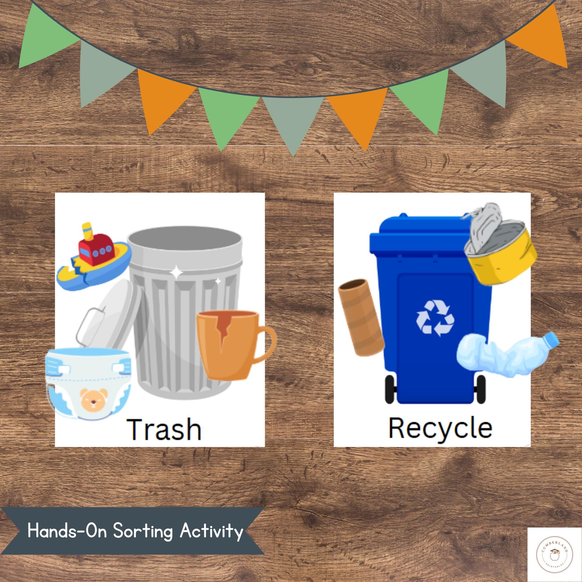Waste Sorting Activity Printable | Trash Recycle Compost Sorting Mats ...
