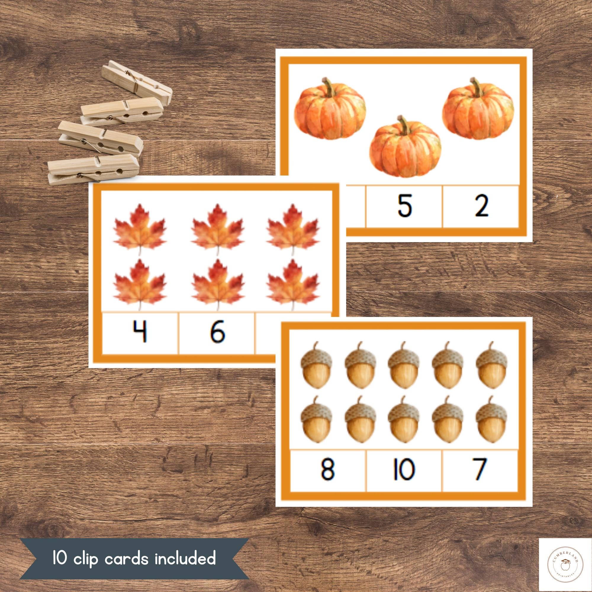 Autumn Count and Clip Count to 10, Practice Counting, Clip Cards ...