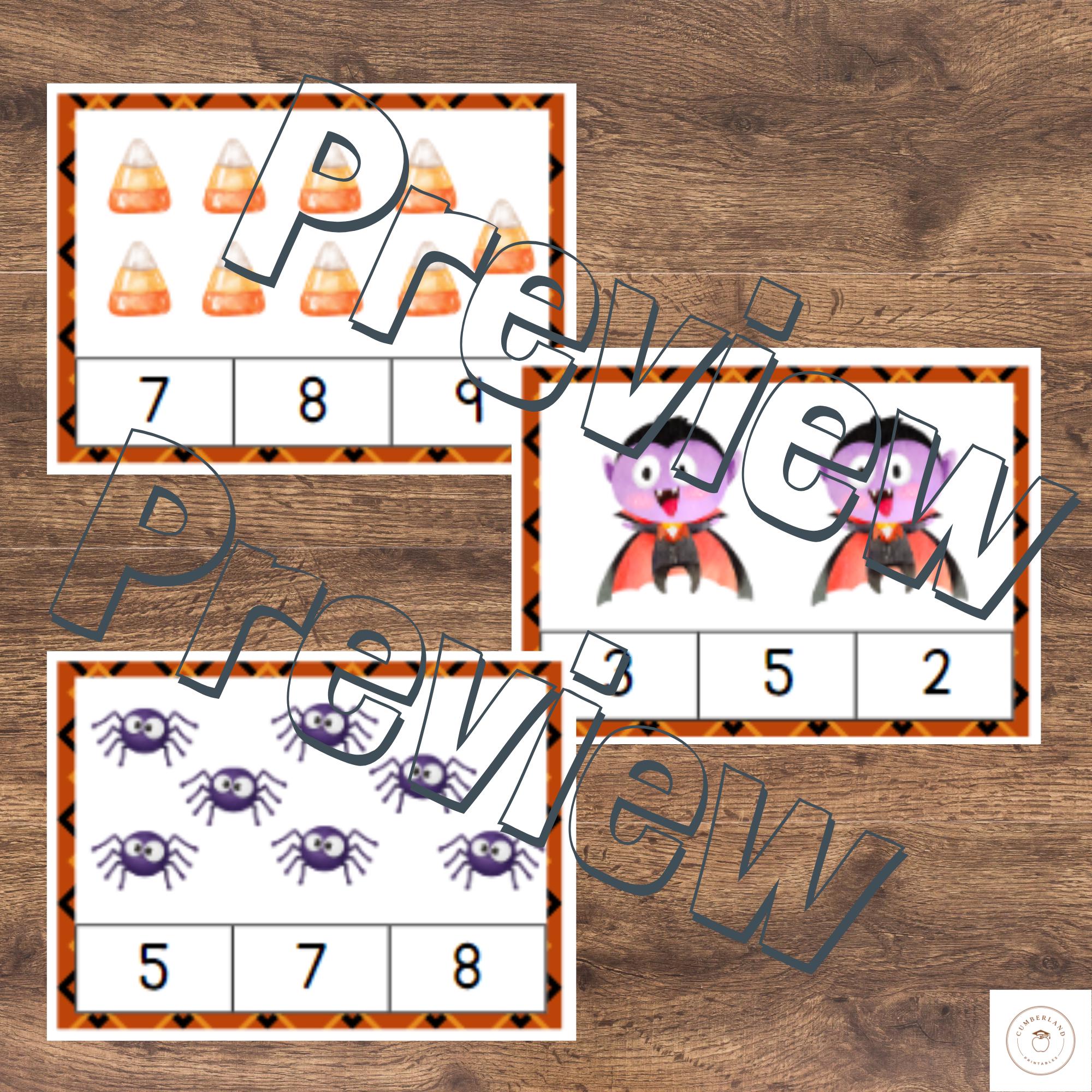 Halloween Counting Clip Cards | Math Activity 1-10 (digital Download ...