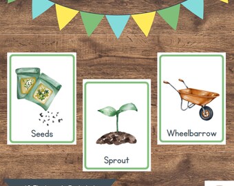 Gardening Tools Montessori 3-part Cards | Printable Garden Vocabulary ...