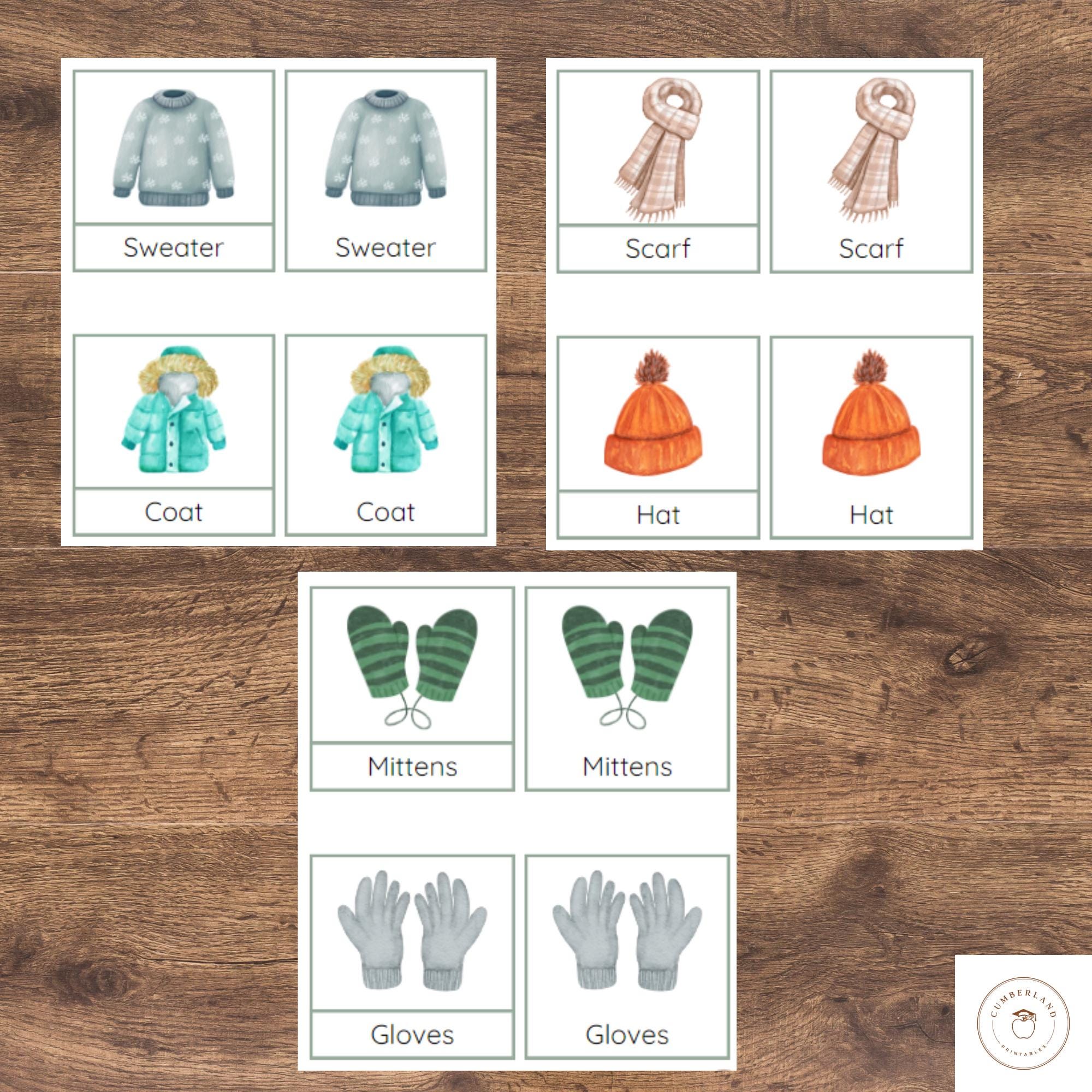 Winter Clothing Montessori 3-part Cards Nomenclature, Winter Vocabulary ...