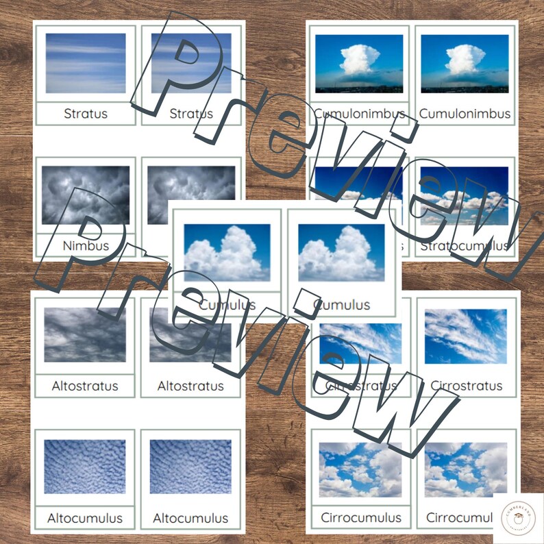 Cloud Types Montessori 3-part Cards | Weather & Science Learning ...