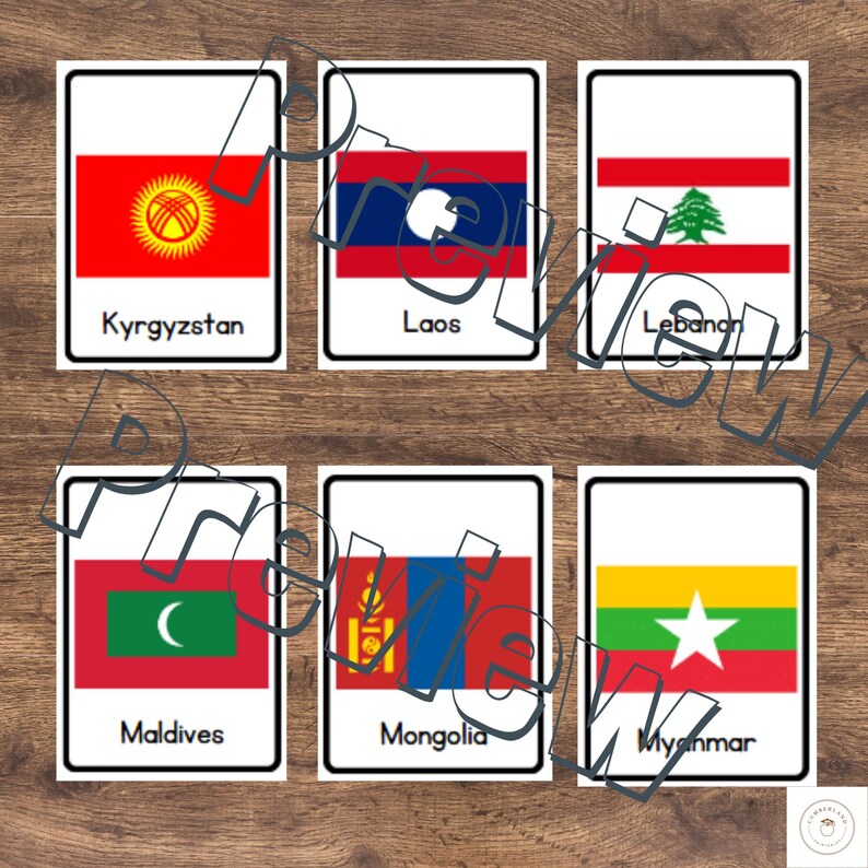 Flags of Asia Flashcards | Montessori Geography Printable | Asian ...