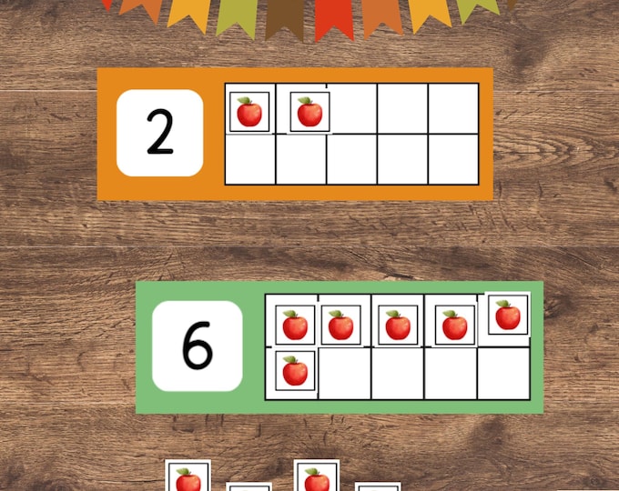 Apple Ten Frames Practice Counting, Counting to 10 - Etsy