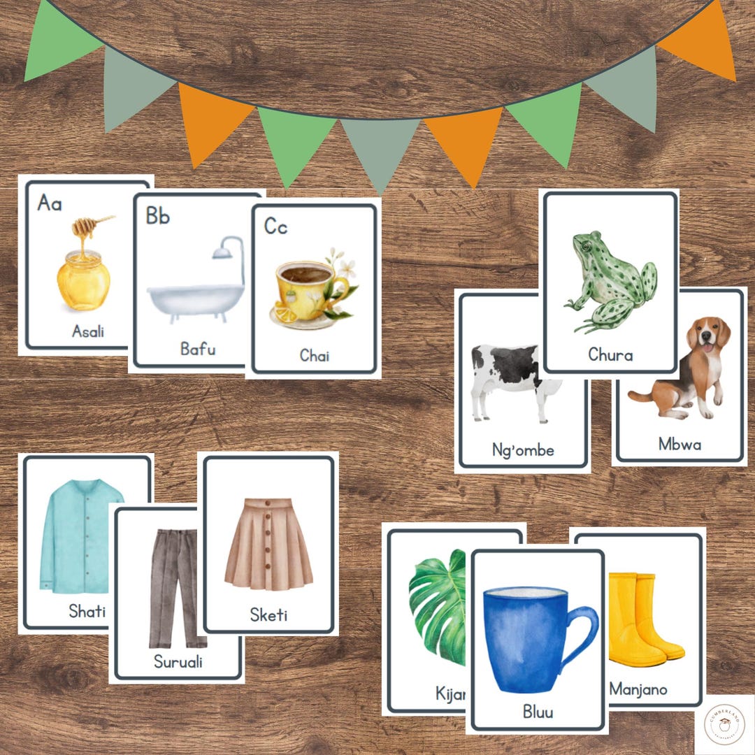 Swahili Learning Flashcards Bundle | Alphabet, Animals, Clothing ...