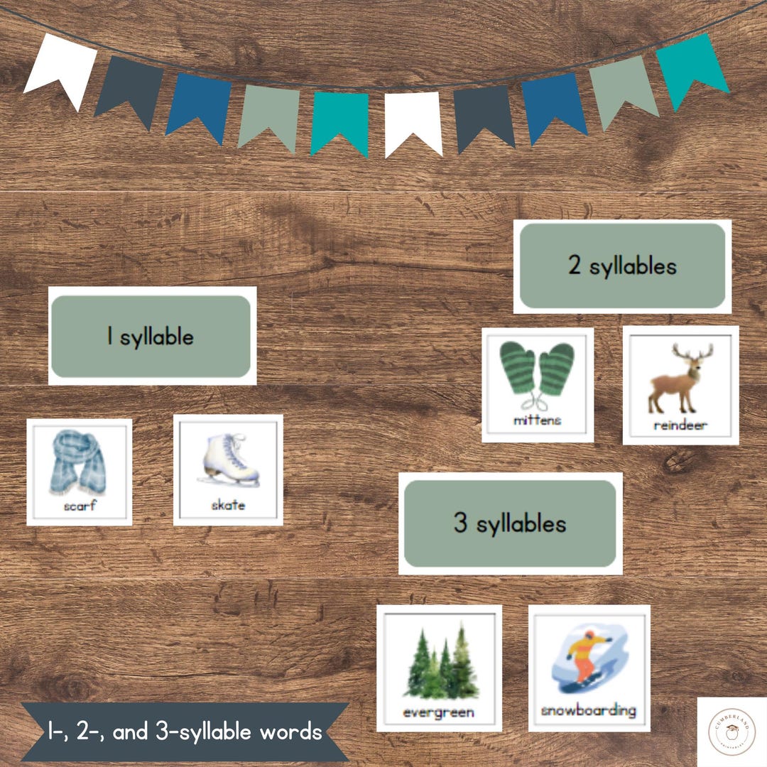 Winter Syllable Sort Count Syllables, Sort Winter Words, Phonological ...