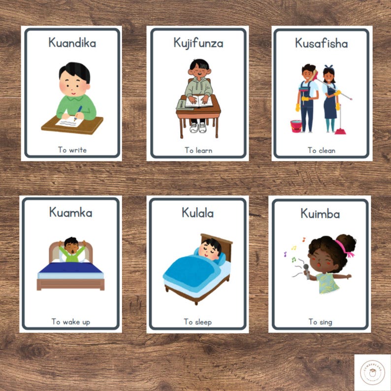 Swahili Verbs Flashcards Kiswahili, Learn Swahili, Swahili for Kids ...