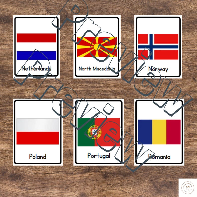 Flags of Europe Flashcards: Geography Learning Resource (PDF) - Etsy