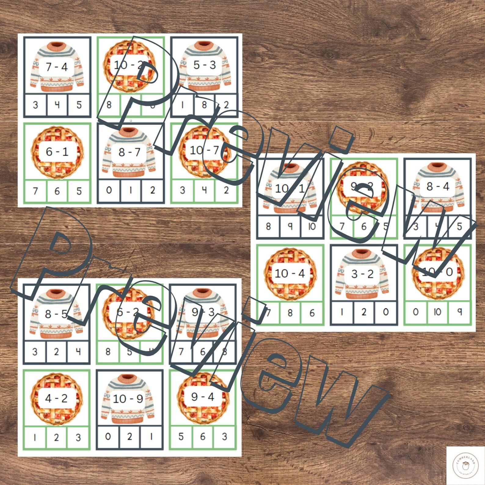 Autumn Math Clip Cards: Addition & Subtraction Practice (digital ...