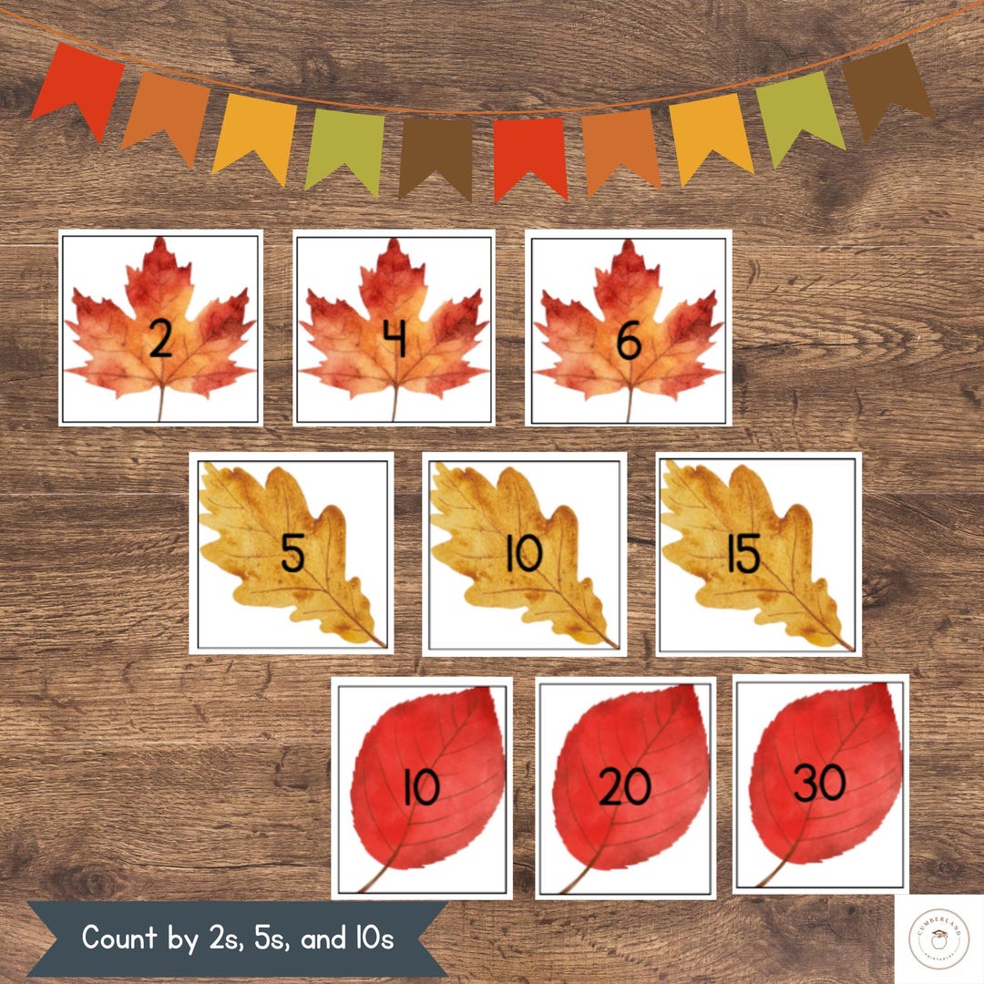 Autumn Leaf Skip Counting Fall Leaves, Count by 2s, Count by 5s, Count ...