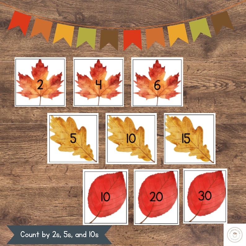 Autumn Leaf Skip Counting Fall Leaves, Count by 2s, Count by 5s, Count ...