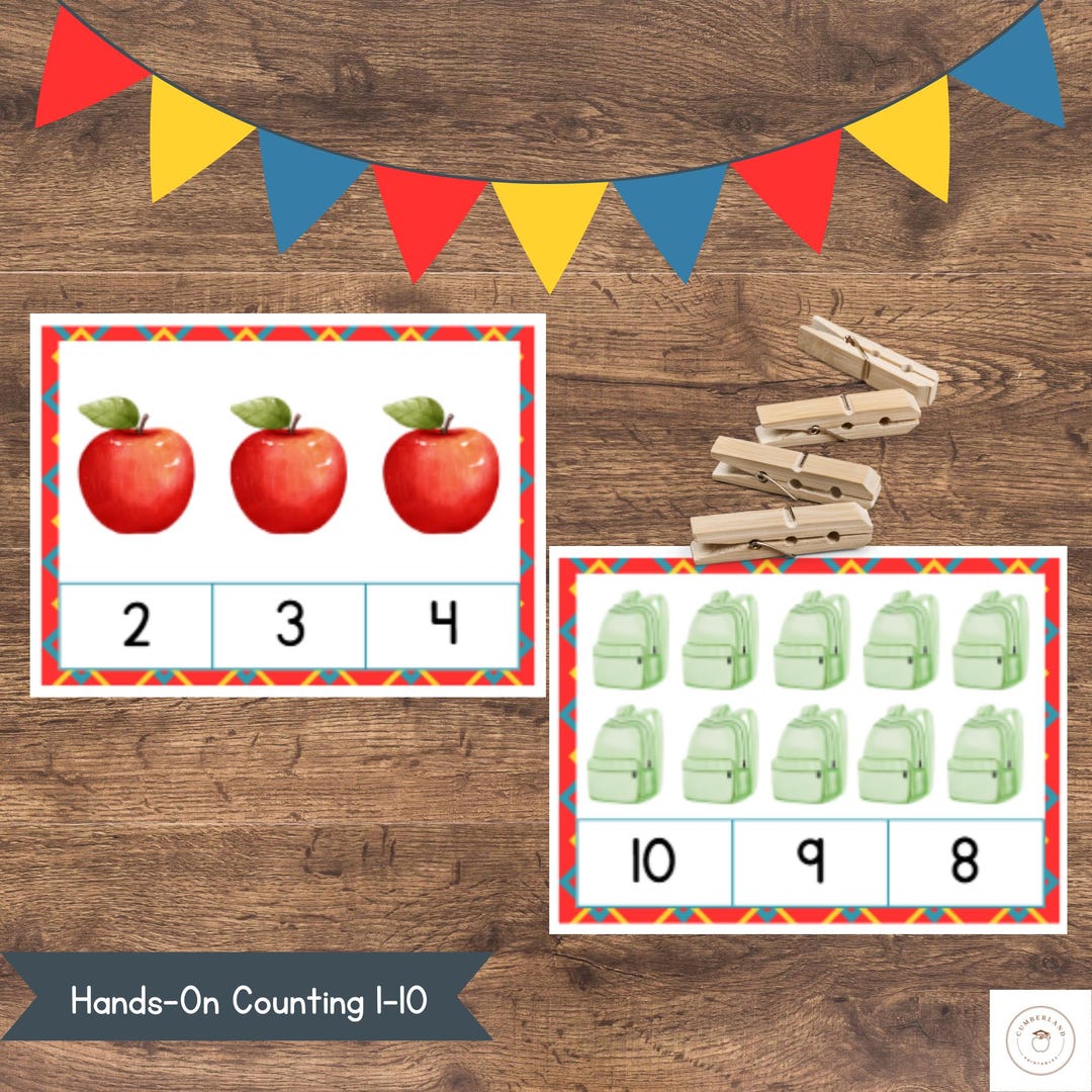 Back to School Count & Clip Cards | Numbers 1 to 10| Hands-on Math ...