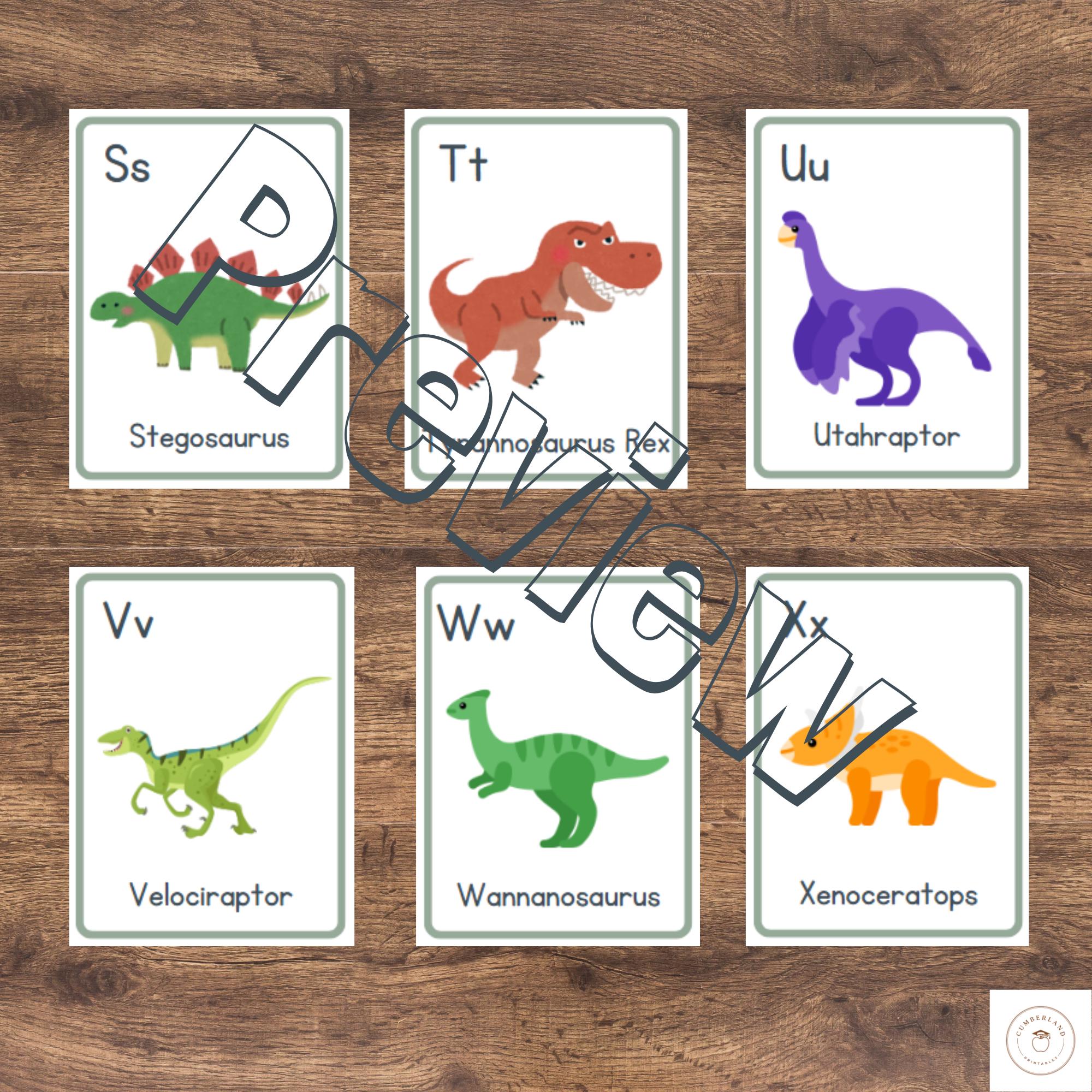Dinosaur Alphabet Flashcards | A-Z Dinosaur Names | Letter Recognition ...