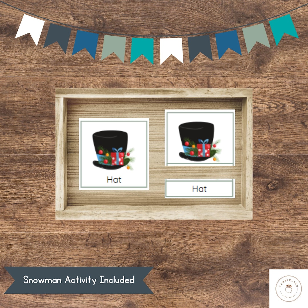 Parts of a Snowman Montessori 3-part Cards | Nomenclature Cards | Build ...