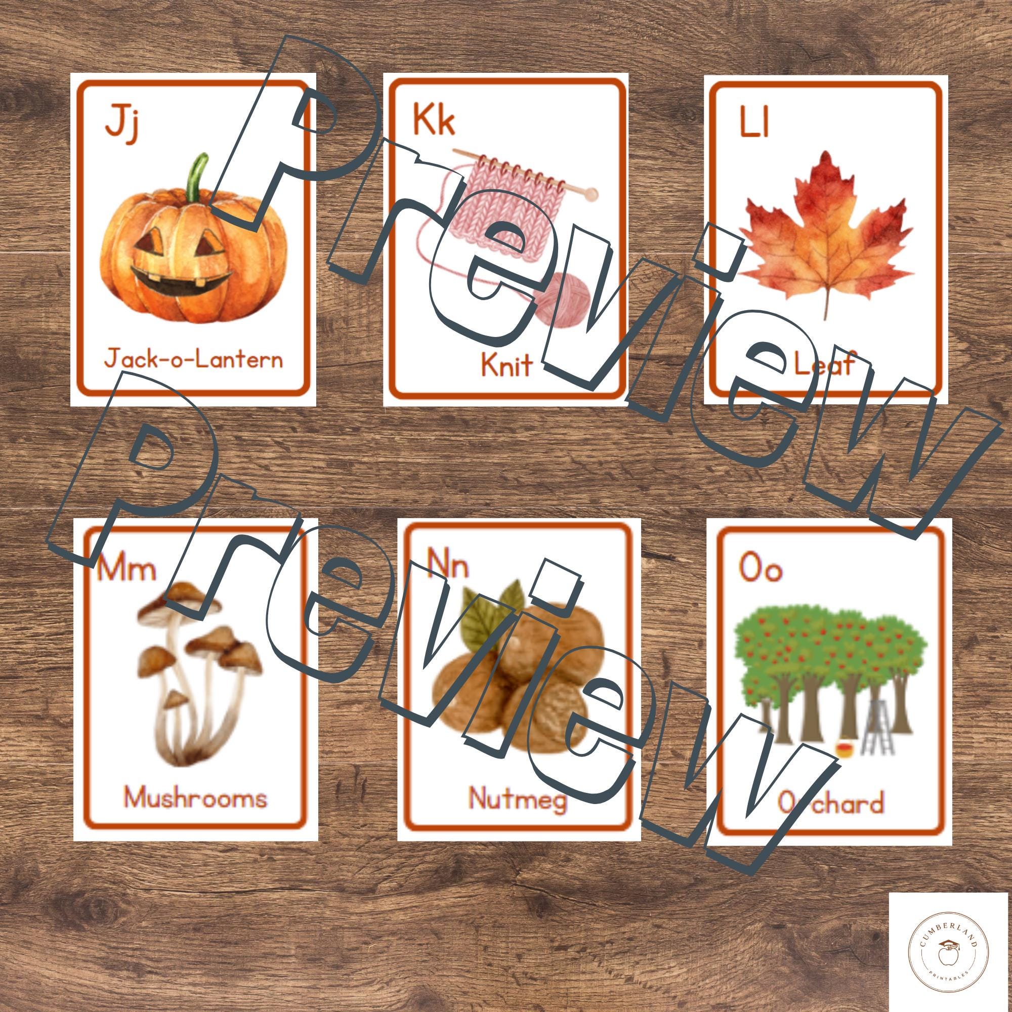Autumn Alphabet Flashcards: A-Z Printable Literacy Activity (PDF) - Etsy