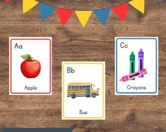 Back to School Alphabet Flashcards: ABC Printable for Preschool (PDF ...
