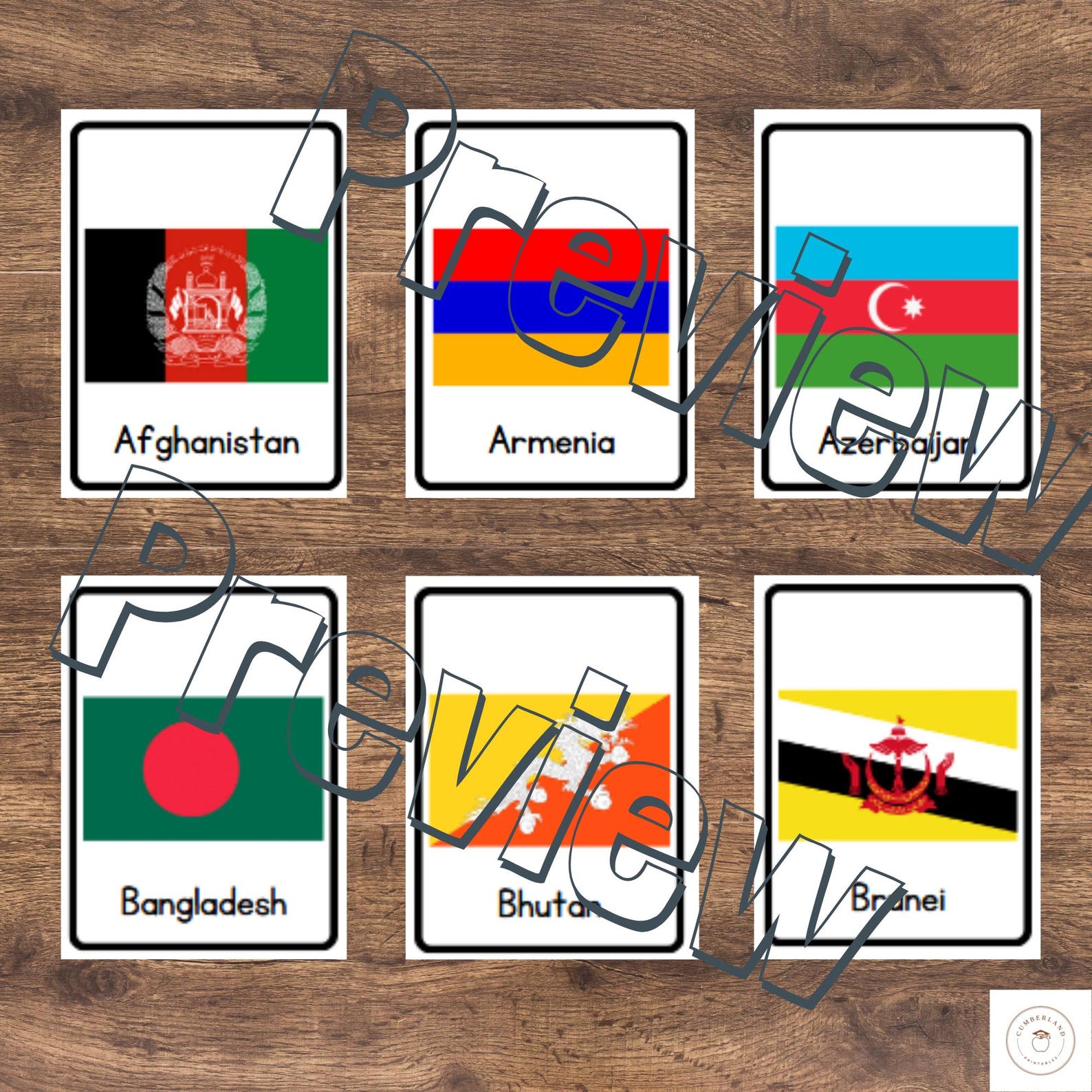 Asia Flags Flashcards: Montessori Geography Printable (PDF) - Etsy
