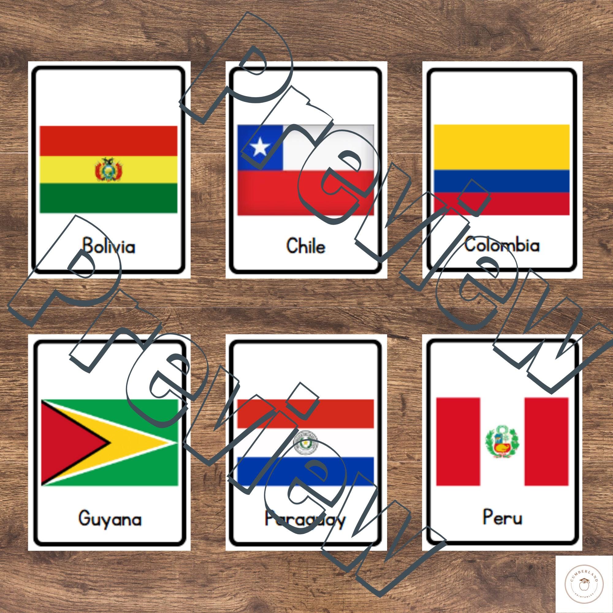 South America Flags Flashcards: Geography Learning Cards (PDF) - Etsy