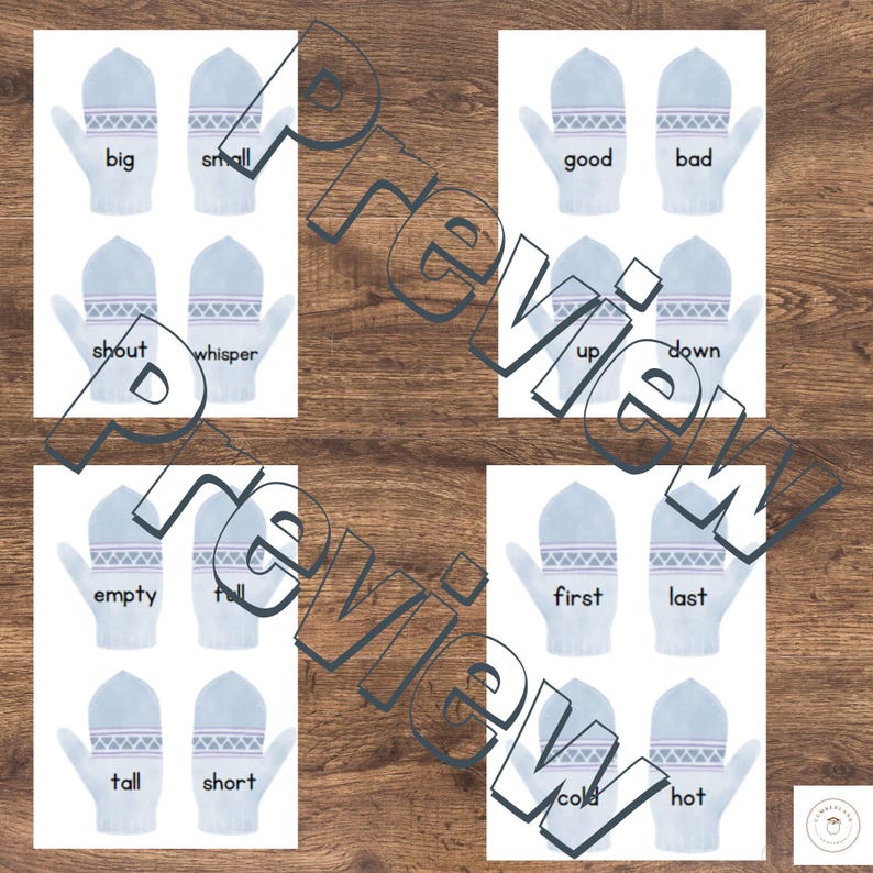 Winter Mitten Synonyms & Antonyms Match Game: Vocabulary Building (PDF ...