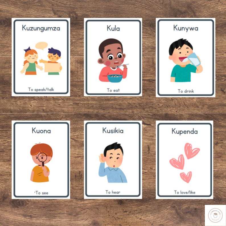 Swahili Verbs Flashcards Kiswahili, Learn Swahili, Swahili for Kids ...