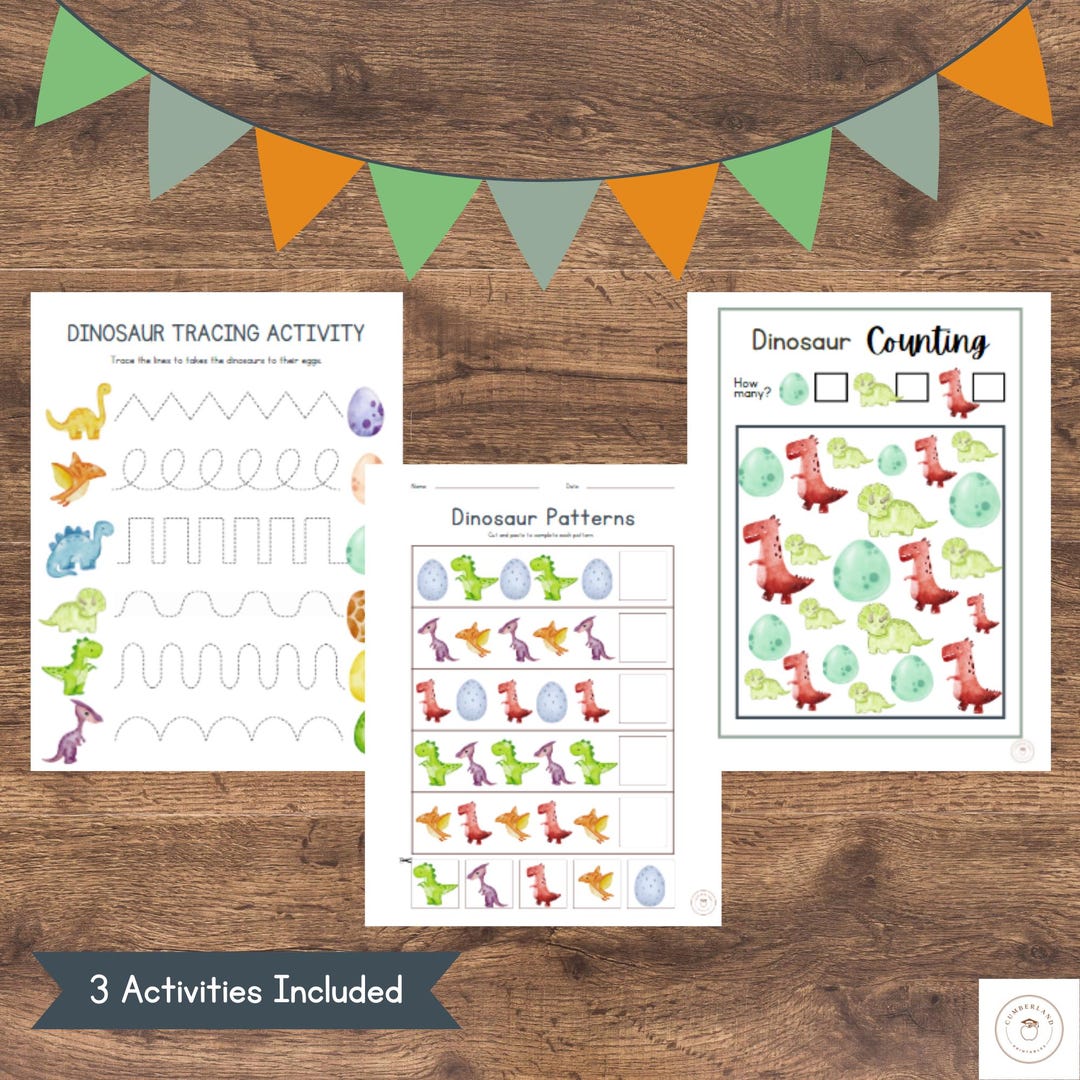 Dinosaur Activities Bundle Dinosaur Counting, Patterns, Tracing, Pre ...