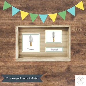 Gardening Tools Montessori 3-part Cards | Printable Garden Vocabulary ...