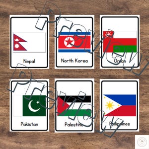 Asia Flags Flashcards: Montessori Geography Printable (PDF) - Etsy