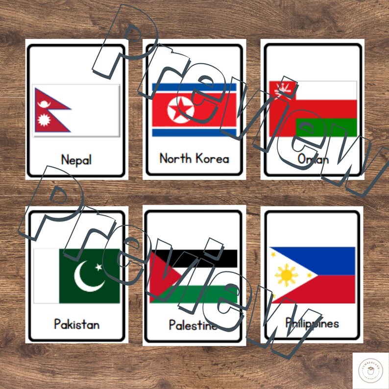 Flags of Asia Flashcards | Montessori Geography Printable | Asian ...