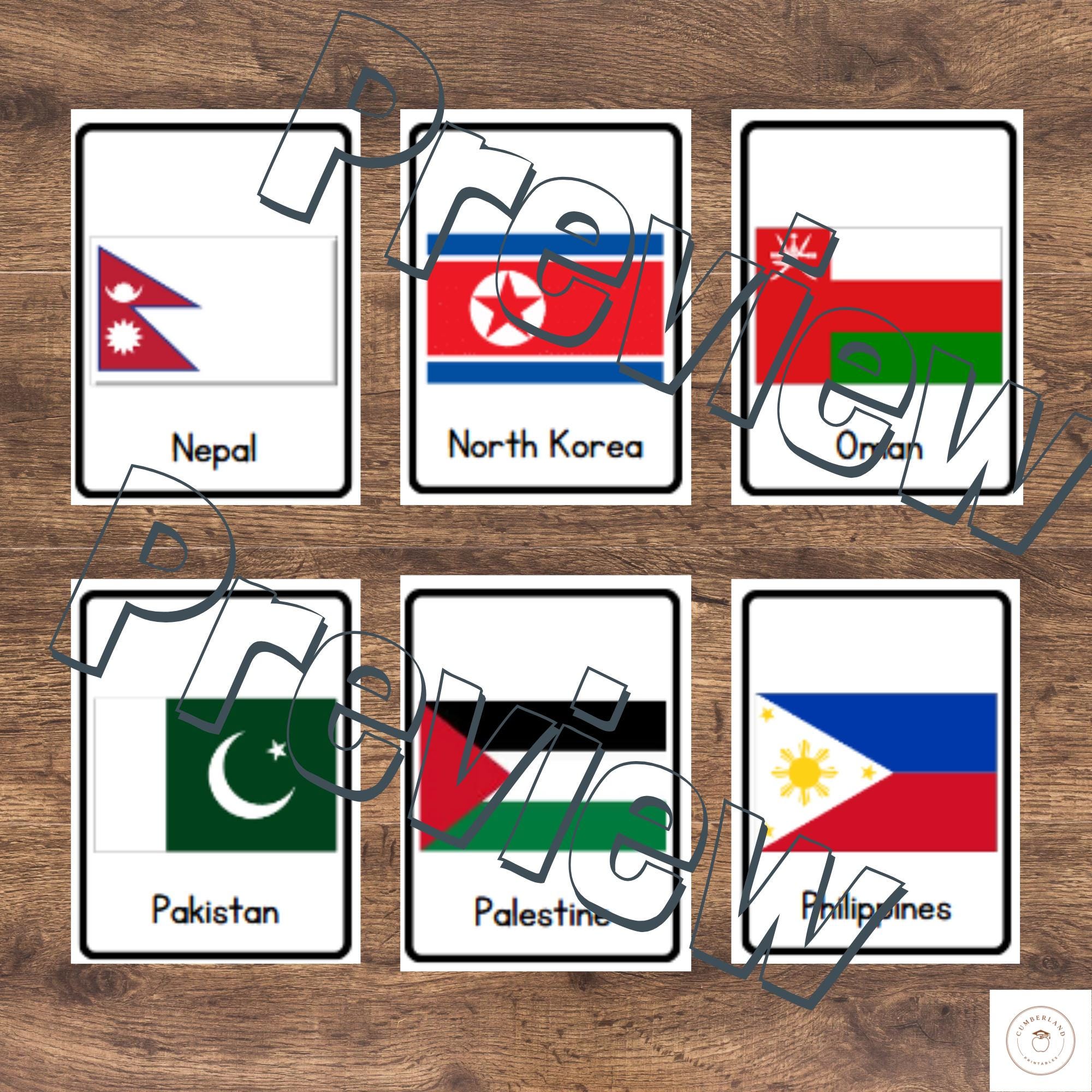 Flags of Asia Flashcards | Montessori Geography Printable | Asian ...