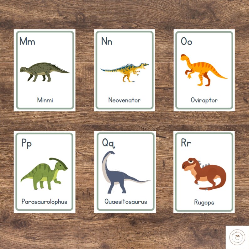 Dinosaur Alphabet Flashcards Dinosaurs A to Z, Dinosaur Names, Learn ...