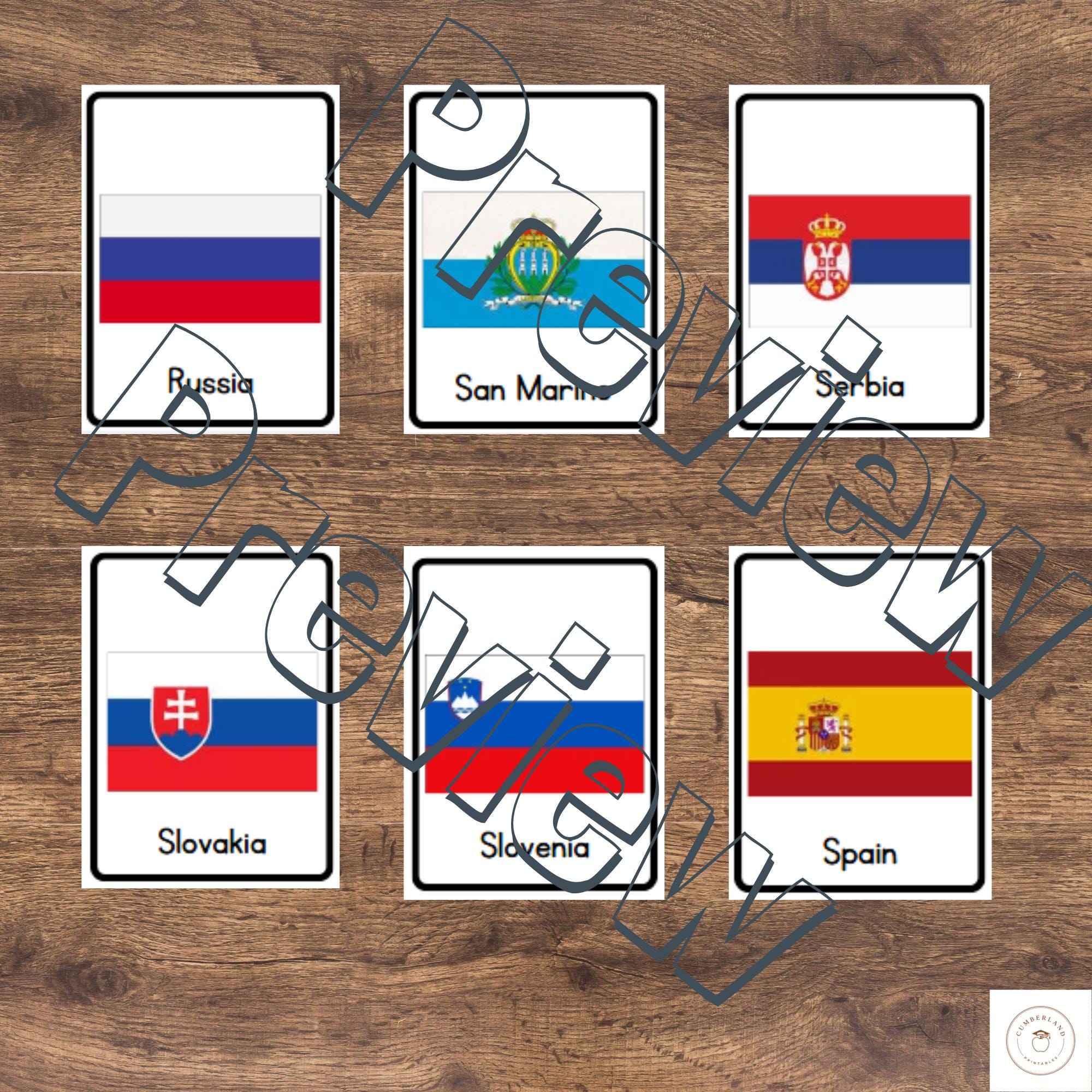 Flags of Europe Flashcards: Geography Learning Resource (PDF) - Etsy